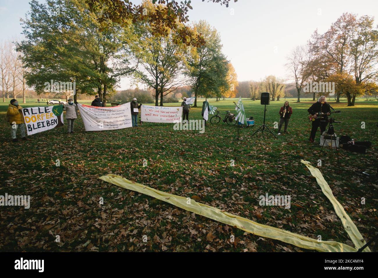 general picture of climate activists protest at RWE Power AG in Cologne ...