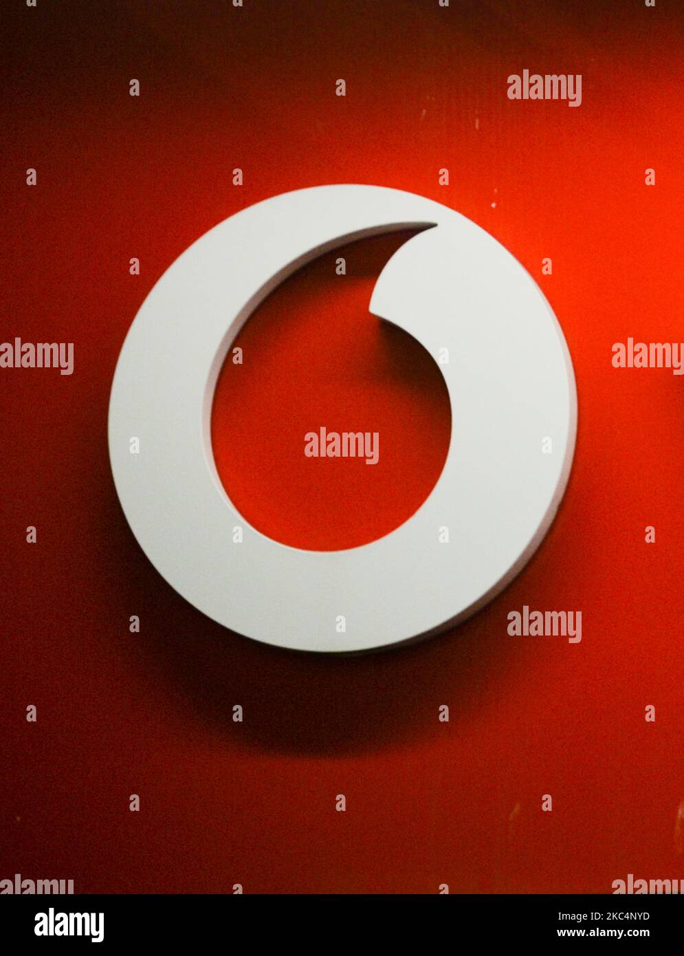 A logo of Vodafone, seen in Grafton Street, in Dublin. On Thursday ...