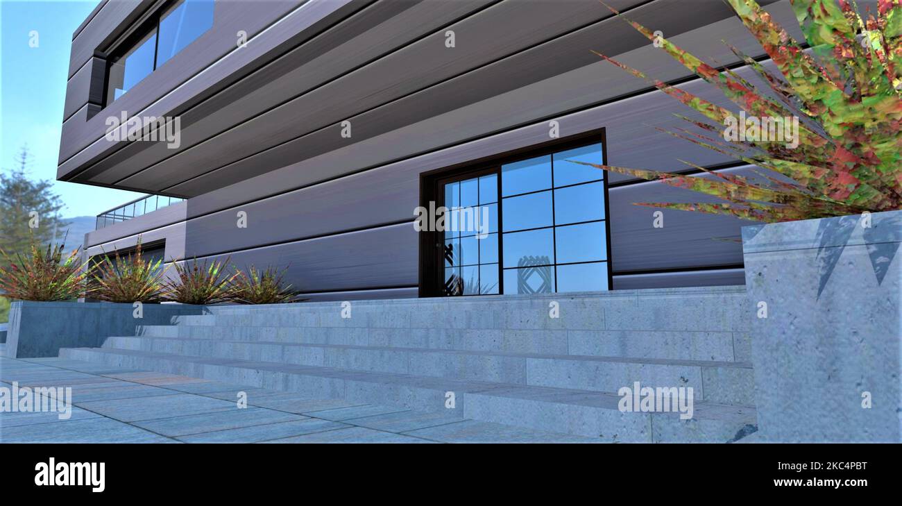 Reliable durable reinforced concrete staircase with comfortable wide ...