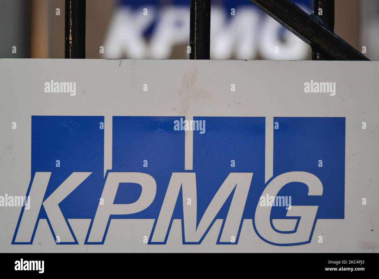 KPMG logo seen in Dublin's city centre. On Friday, November 27, 2020 ...