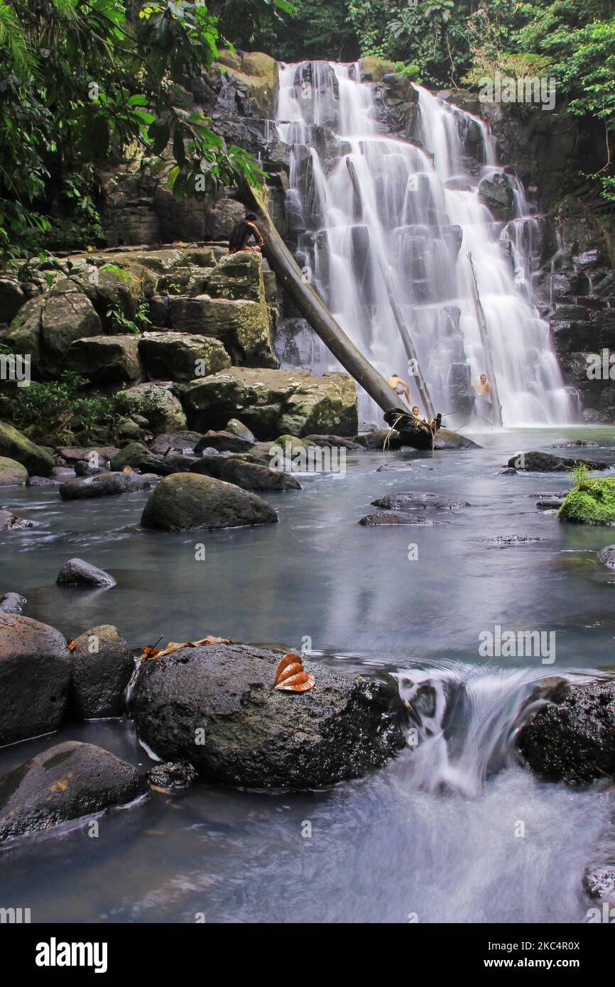 5 meter high waterfall in the interior of West Halmahera, North Maluku ...