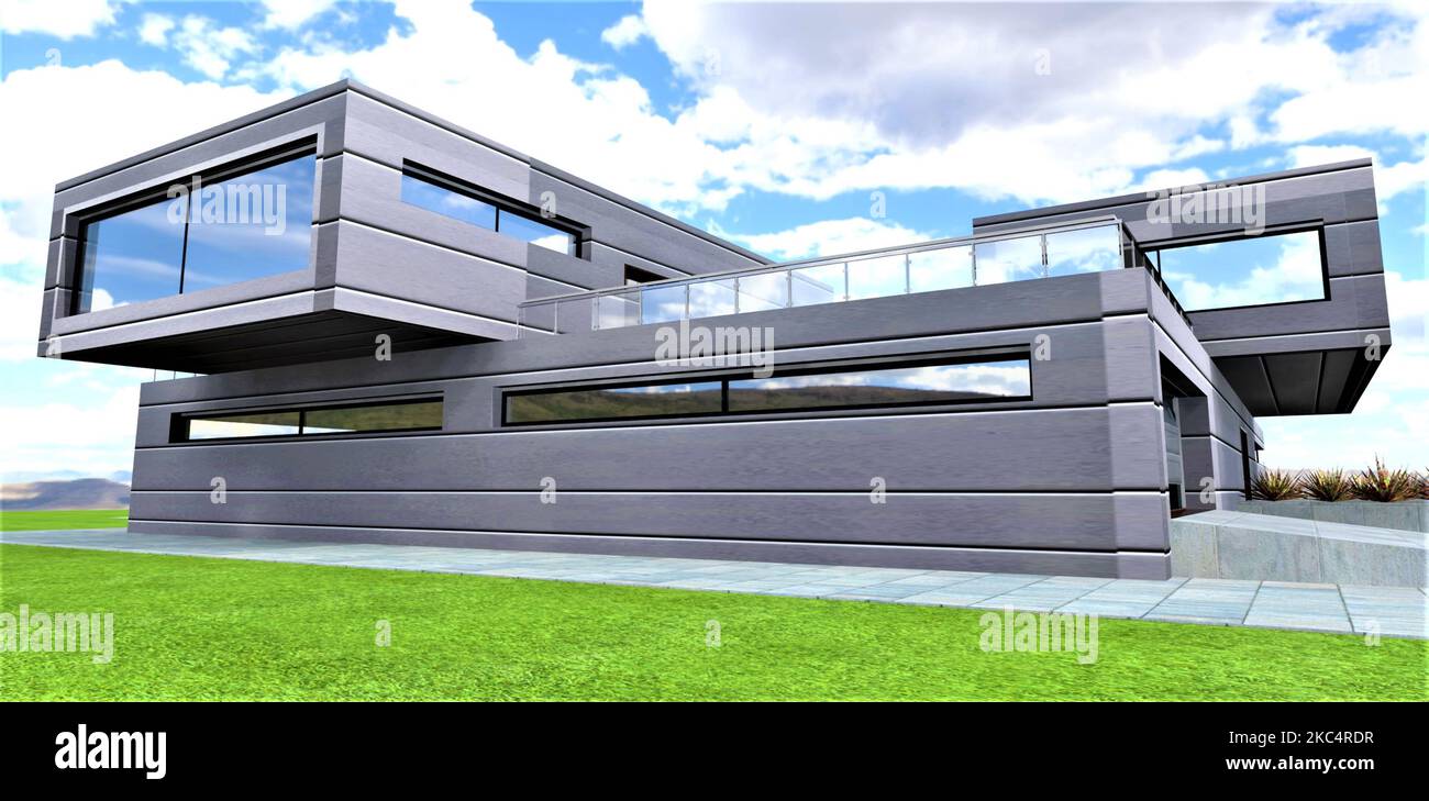 Aluminum composite panels as a finish for a modern country house ...