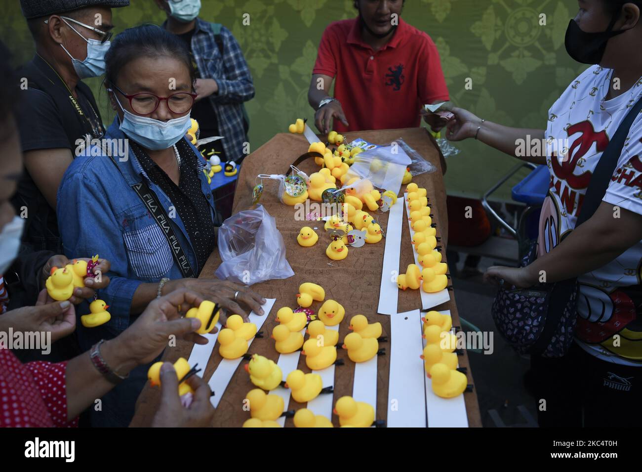 A Vendor yellow rubber ducks for sale during an anti-government protest ...