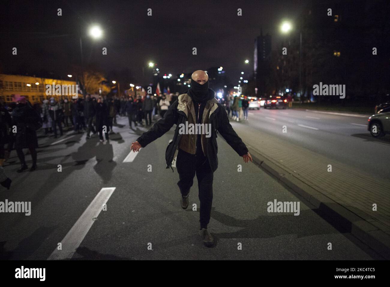 Protesters seen during blockade of Warsaw by feminist Womans Strike in ...