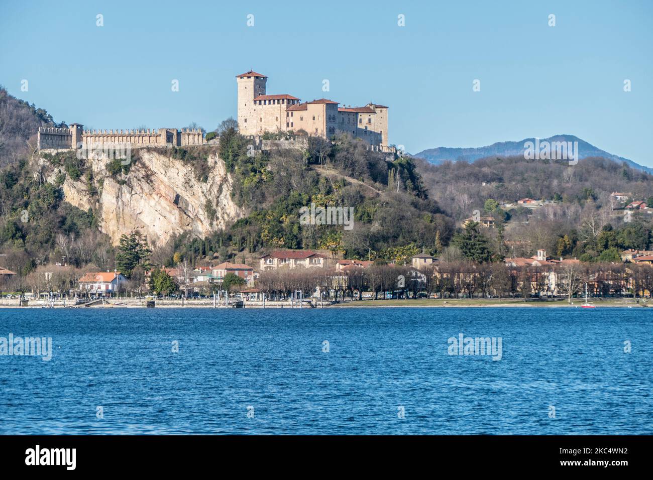 Landscape of the castle of Angera and the city Stock Photo - Alamy