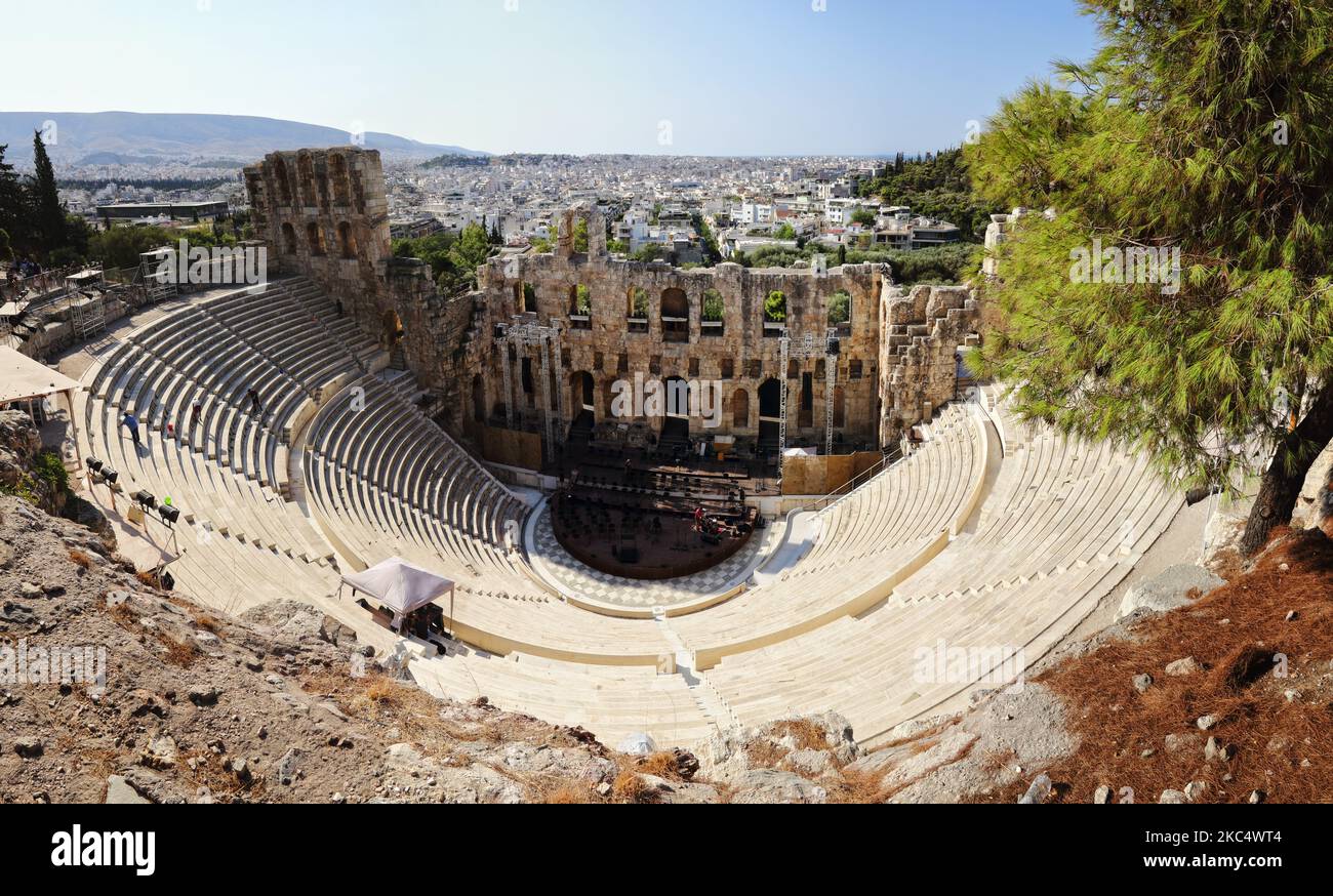 A beautiful shot of the Odeon of Herodes Atticus in Athens, Greece ...