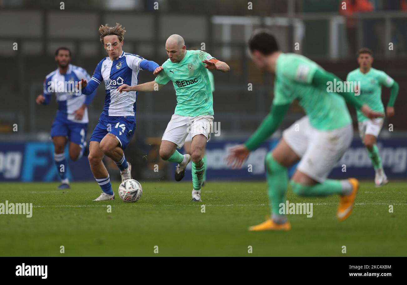 Luke McCormick of Bristol Rovers and Will Hatfield of Darlington during ...