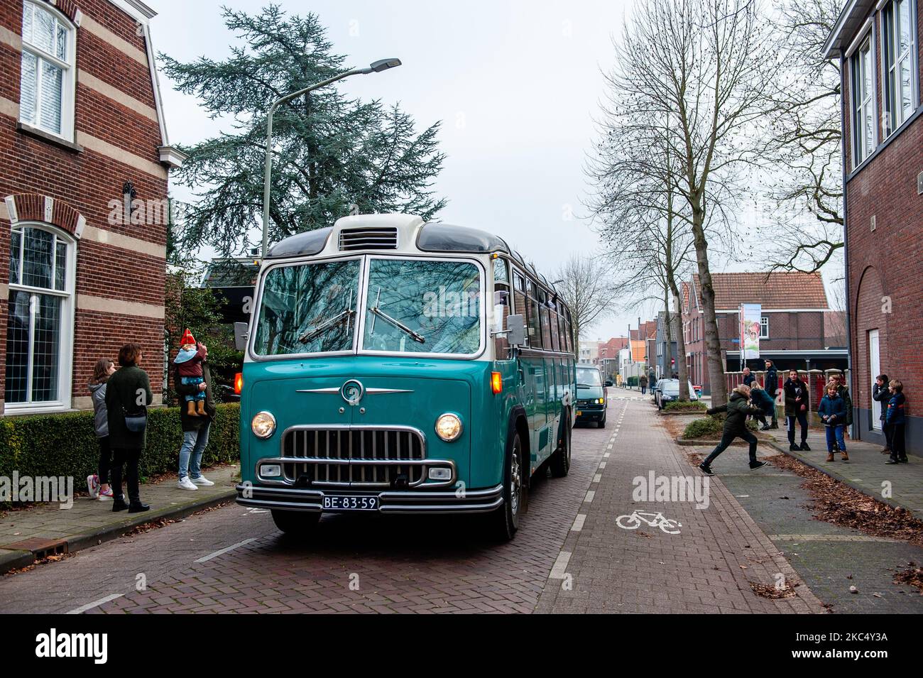 St. Nicholas is seen arriving on a bus tour to the Dutch city of Boxtel ...