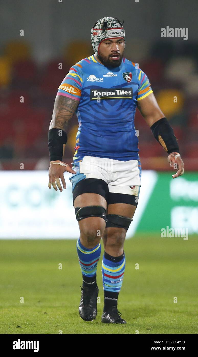 Jordan Taufua of Leicester Tigers during Gallagher Premiership between London Irish and Leicester Tigers at Brentford Community Stadium Brentford UK on 29th November 2020 Photo by Action Foto Sport Nu...