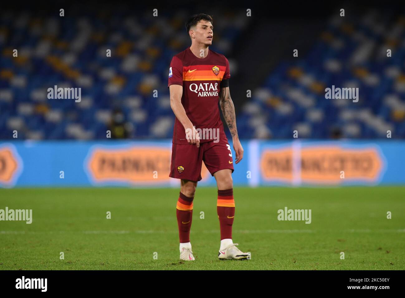 Roger Ibanez of As Roma during the Serie A match between SSC Napoli and ...