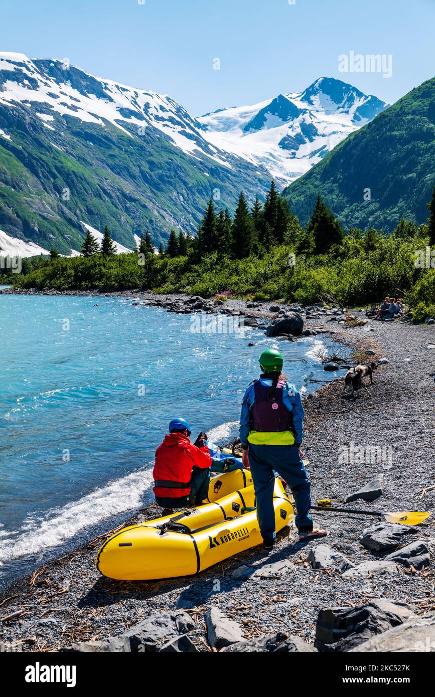 Boaters near Boggs Visitor Center; Portage Lake; Portage Glacier ...