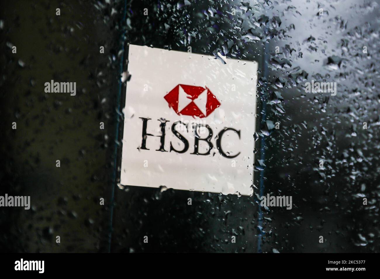 HSBC logo is seen displayed on a phone screen in this illustration ...
