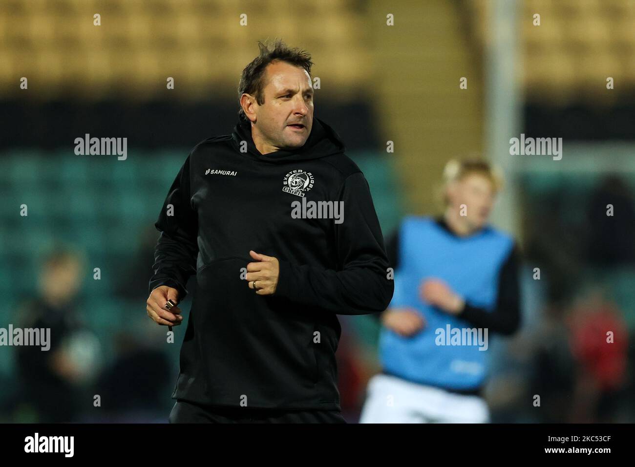 Exeter Chiefs Head Coach Ali Hepher during the pre-match warm-up ahead ...