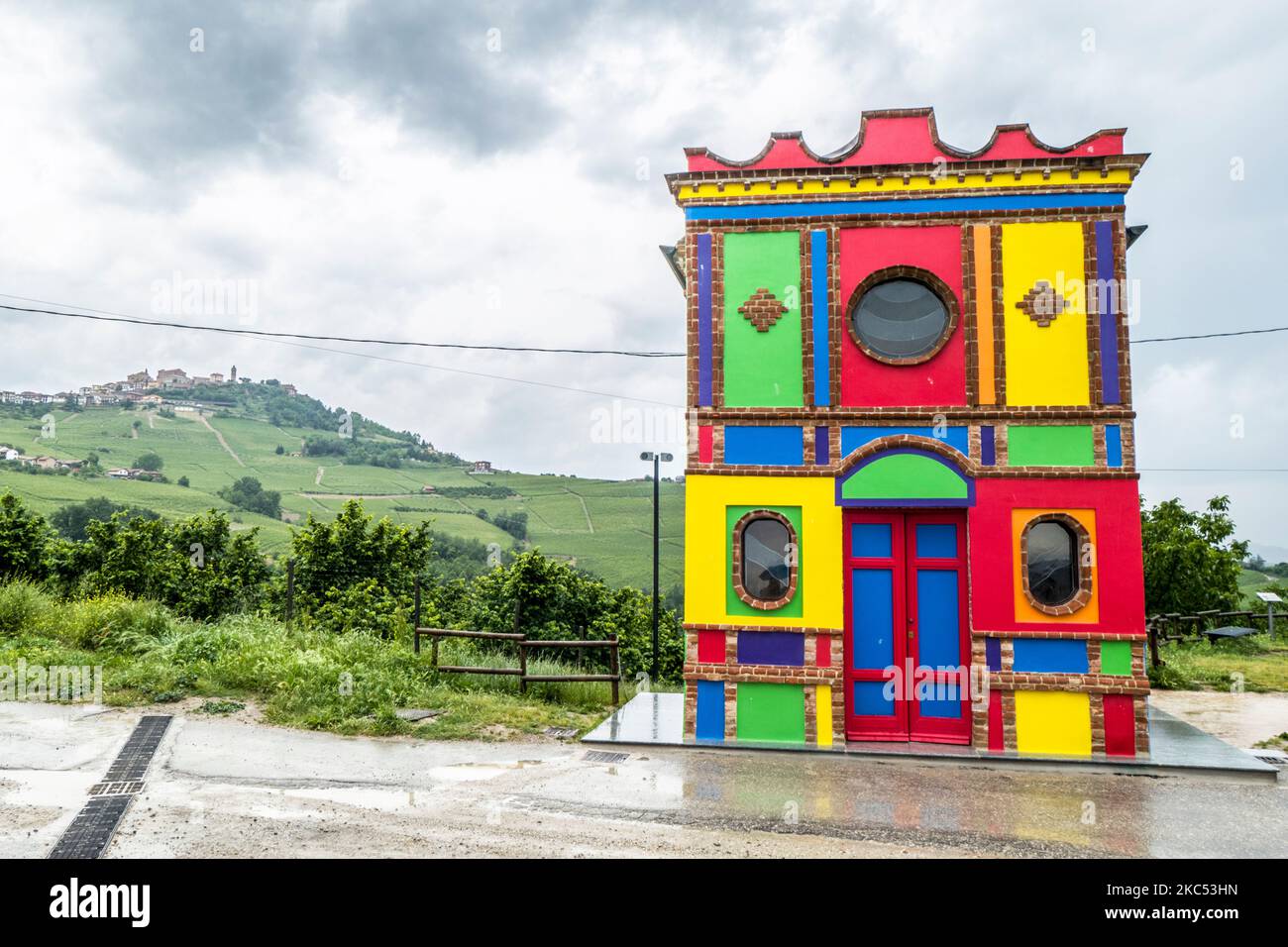 landscape of Piedmont with the Chapel of Barolo, beautiful colored ...