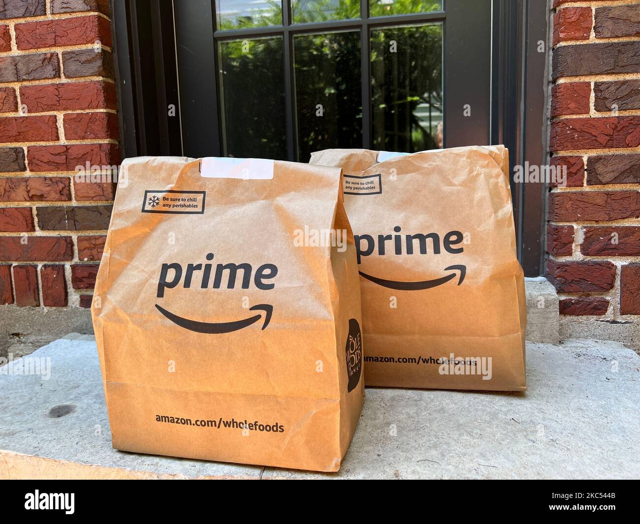 A bag full of groceries from Whole Foods Market was delivered to the ...