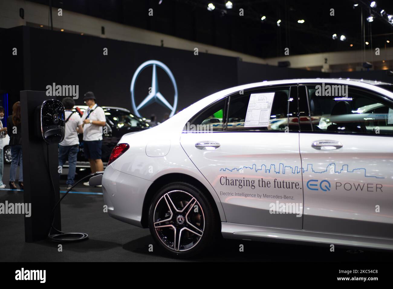 Mercedes-Benz electric car shows while charging the electric power ...