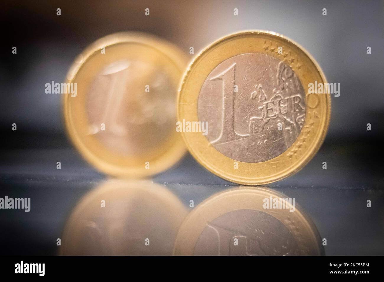 Close up of isolated one Euro coin the main currency of the European ...