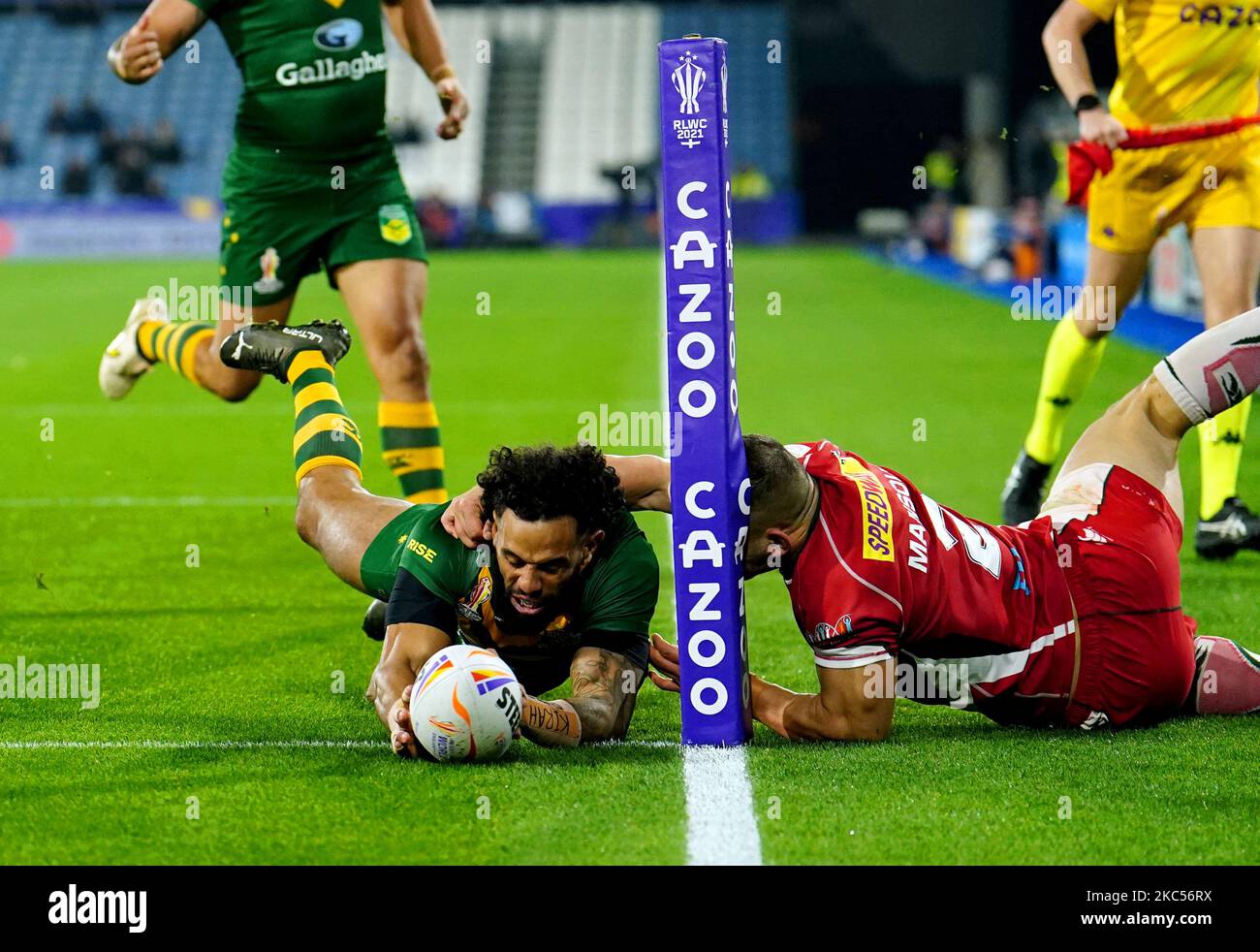 Australia's Josh Addo-Carr scores his side's first try during the Rugby ...