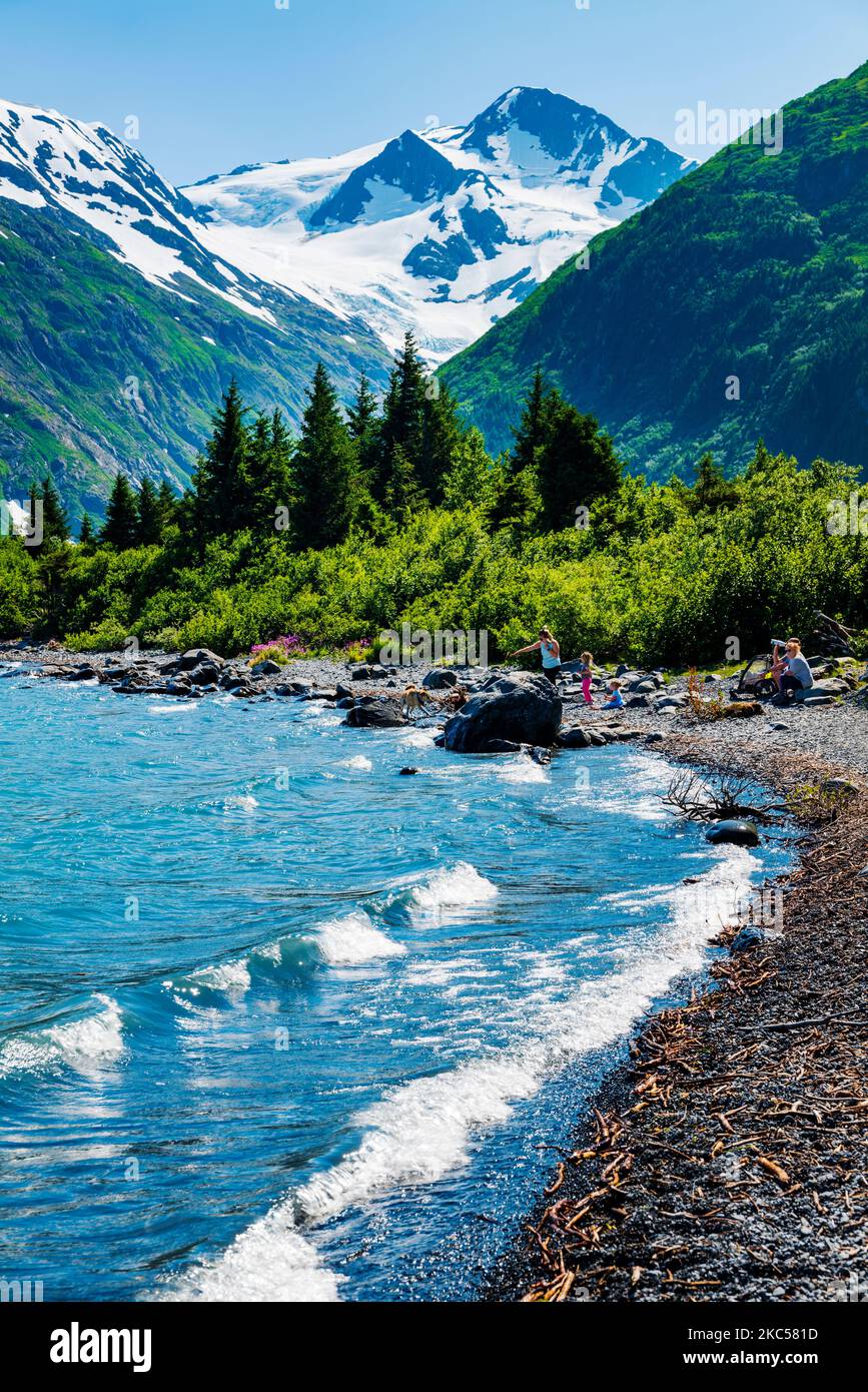 Boaters near Boggs Visitor Center; Portage Lake; Portage Glacier ...