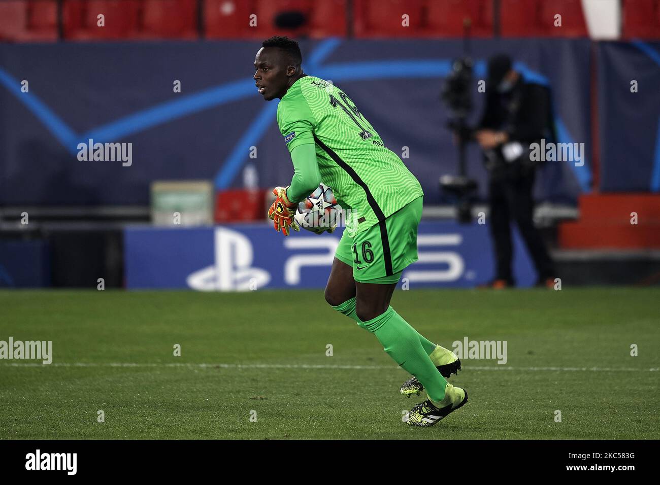 Edouard Mendy of Chelsea in action during the UEFA Champions League ...
