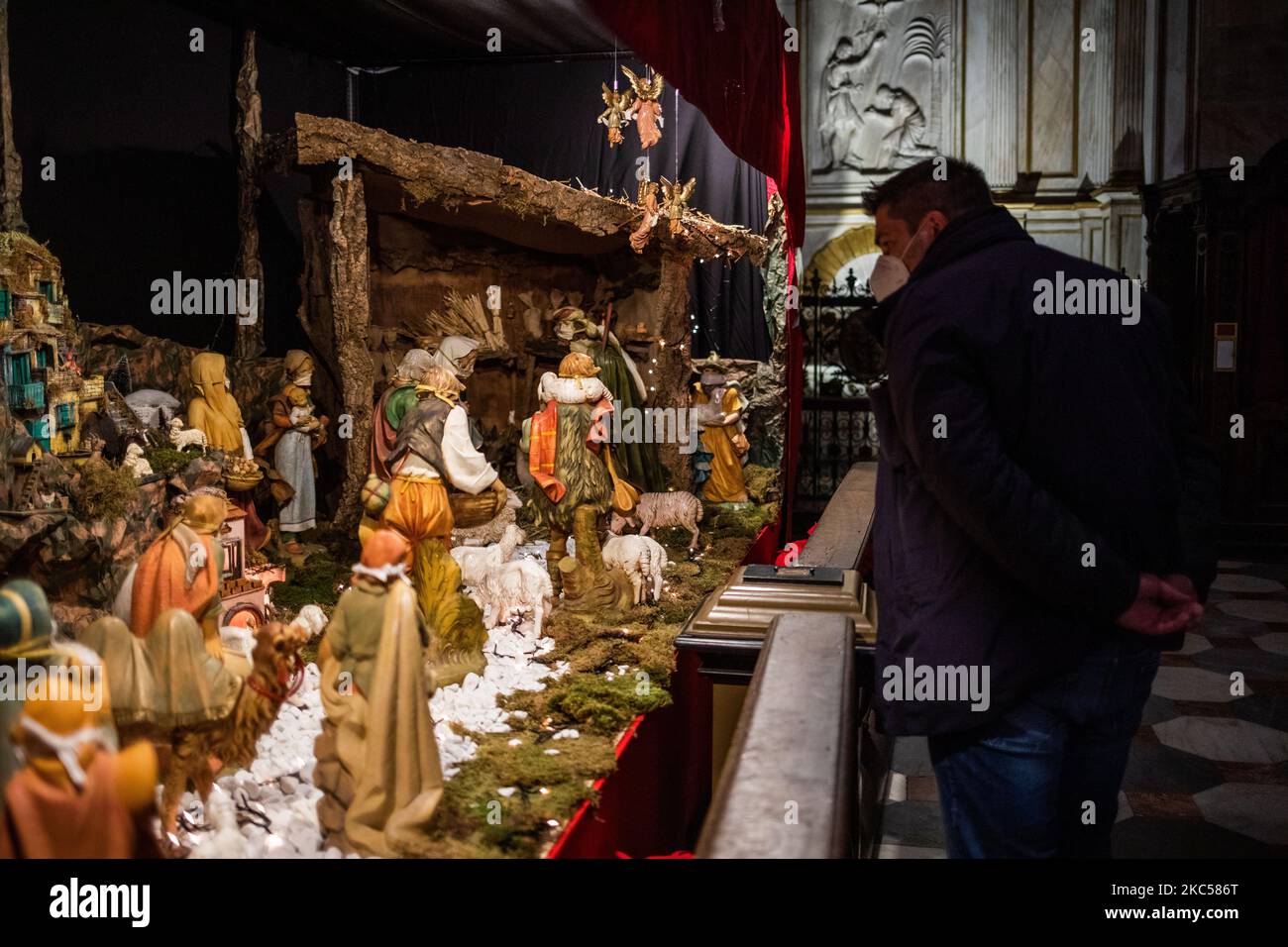 A detail of the Christmas crib representing a traditional Christian ...