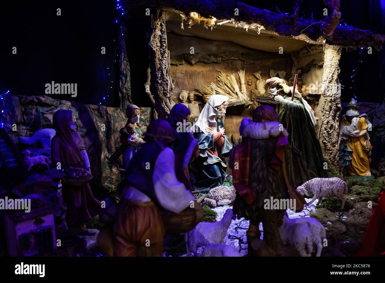 A detail of the Christmas crib representing a traditional Christian ...