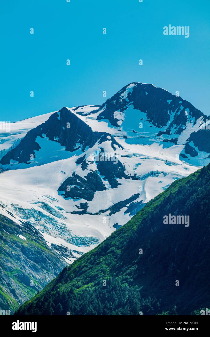 Byron Peak; Byron Glacier; view from Boggs Visitor Center; Portage Lake ...