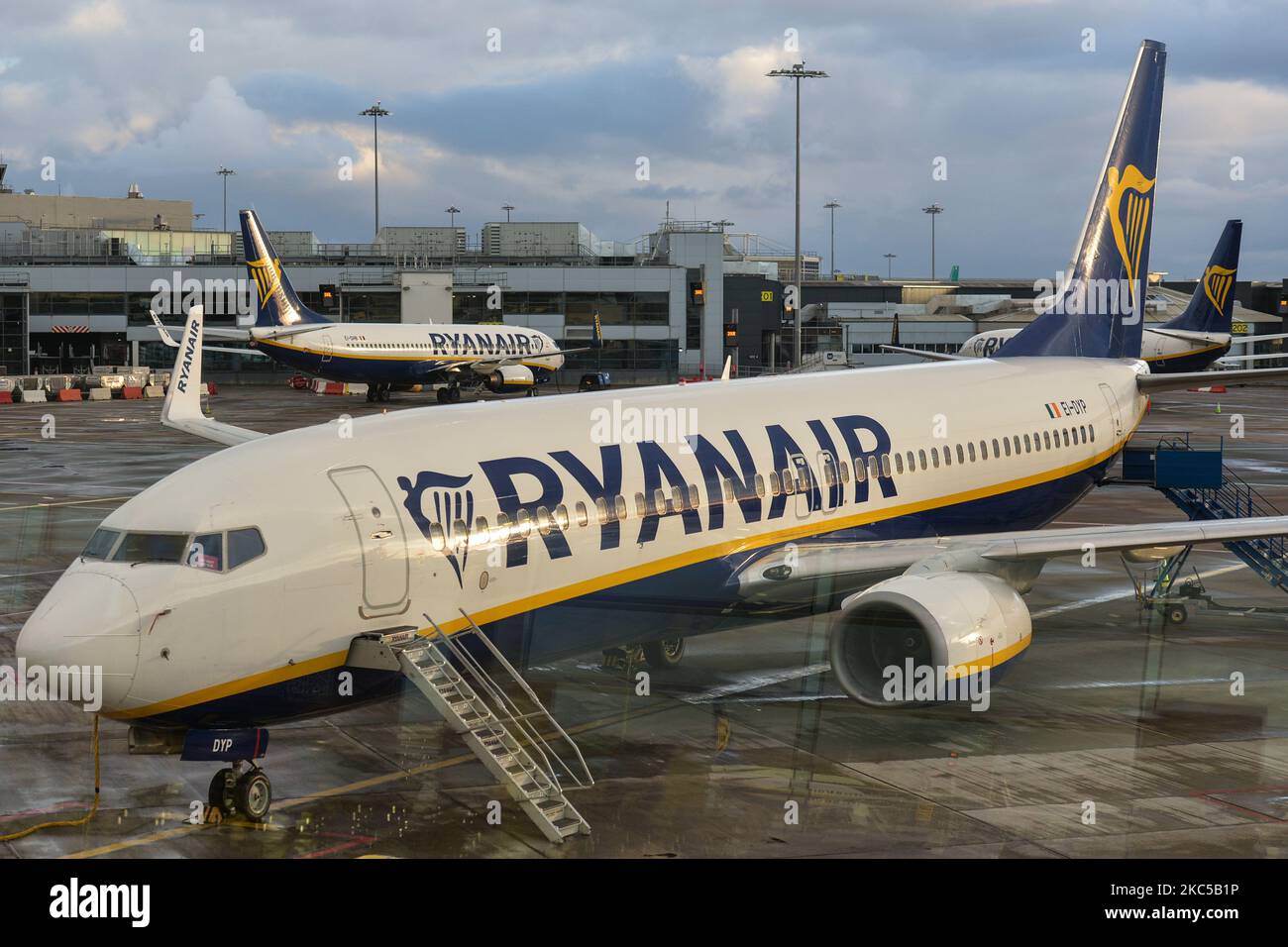 Ryanair planes seen grounded at Dublin Airport, during the coronavirus ...
