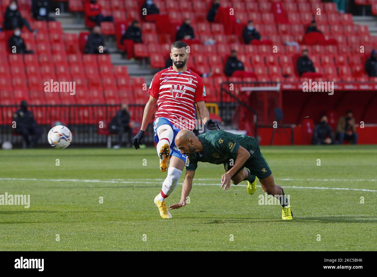 Mikel Rico, of SD Huesca scores the 0-1 during the La Liga match ...