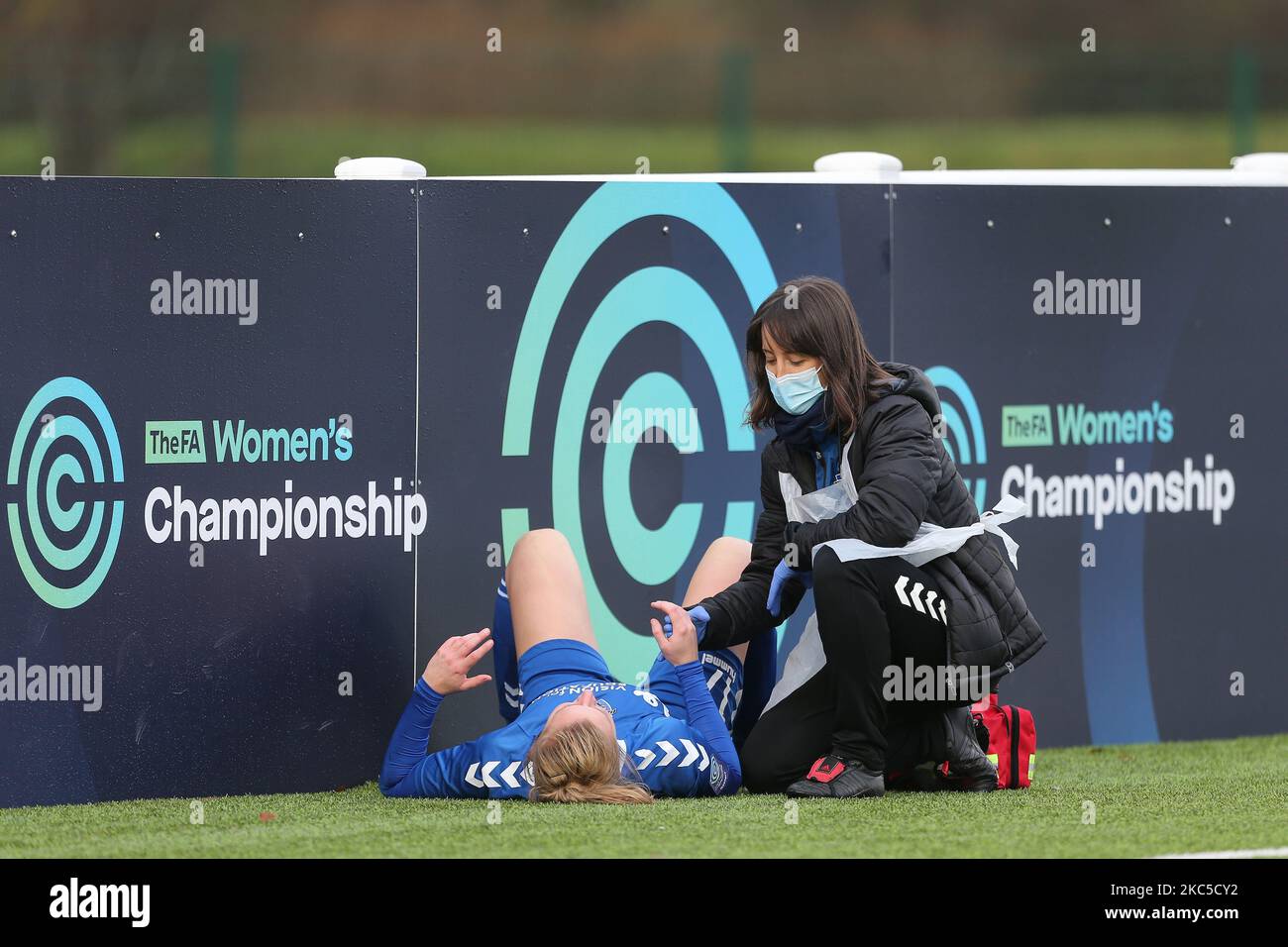 Emily Roberts of Durham Women receives treatment after colliding with ...