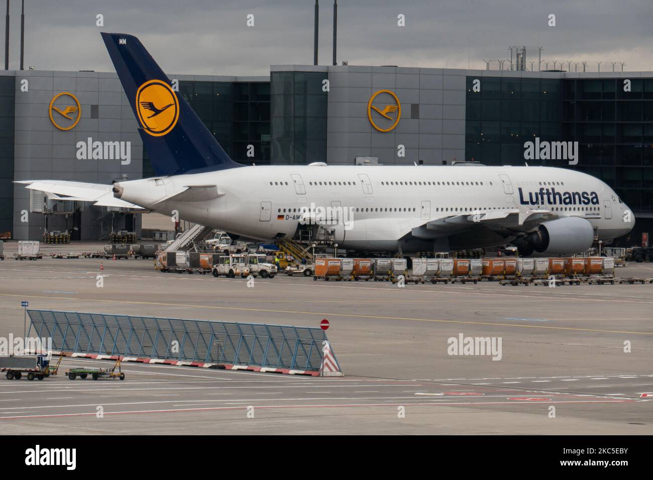 Lufthansa Airbus A380 double-decker aircraft as seen in Frankfurt FRA ...
