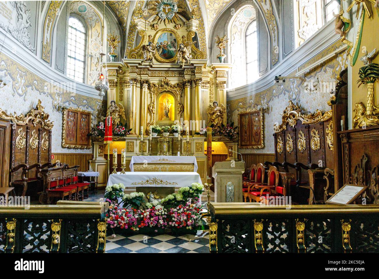 Beautiful altar in the basilica in Lesniow, Poland Stock Photo - Alamy