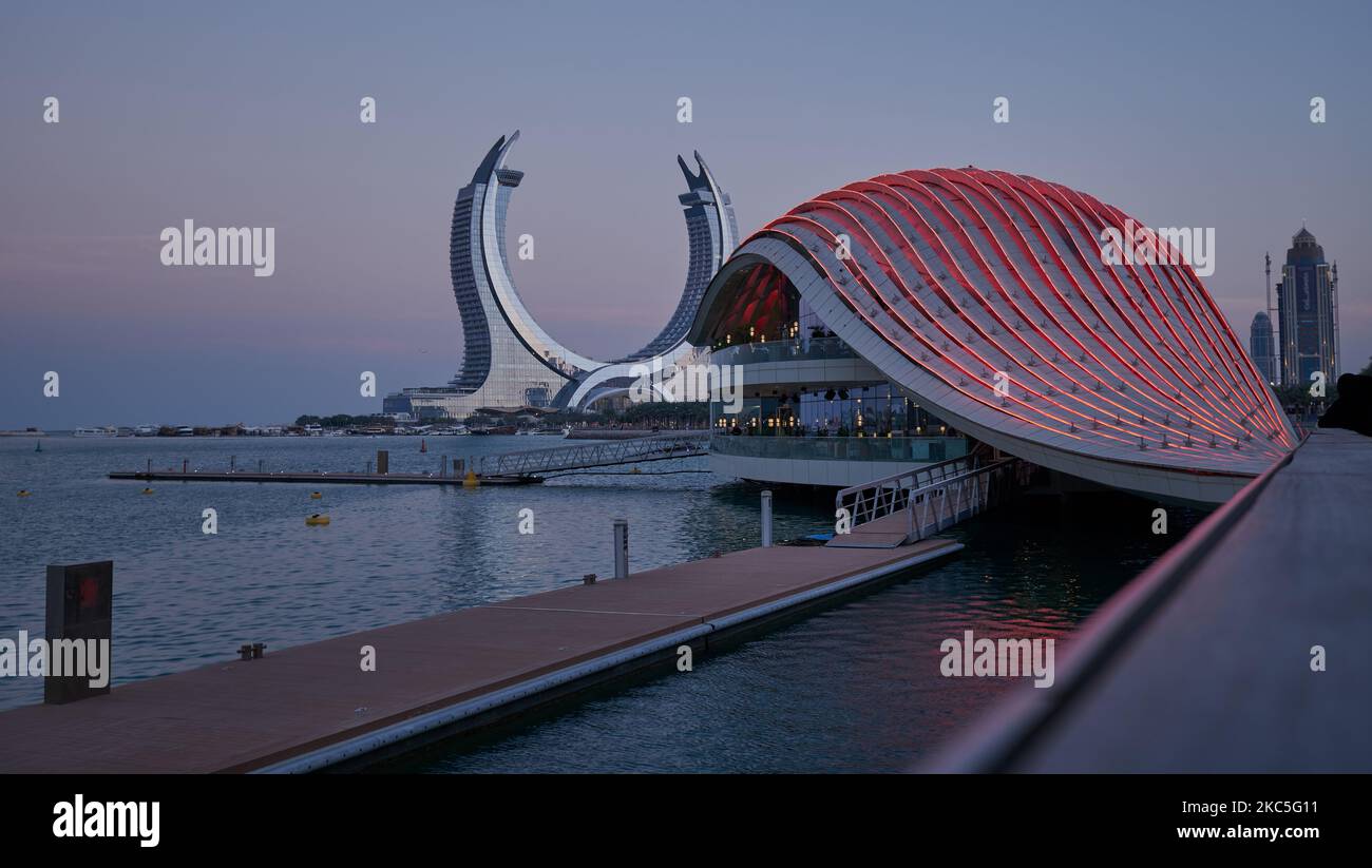 Katara Towers project in Lusail marina , Qatar sunset view ...