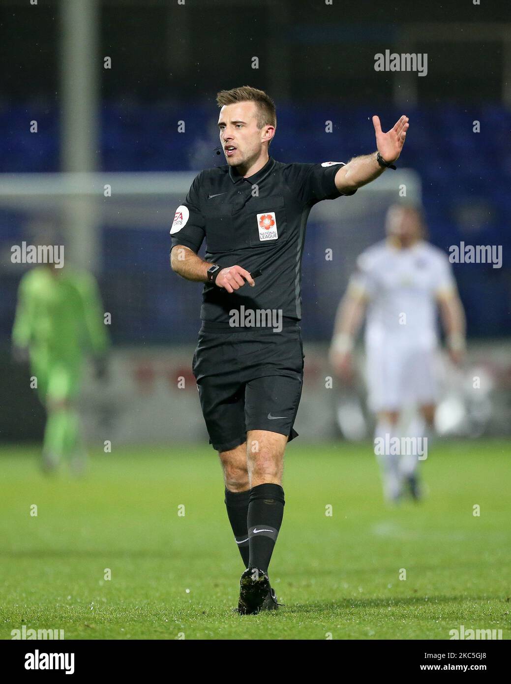 The match referee Adam Herczeg during the Vanarama National League ...