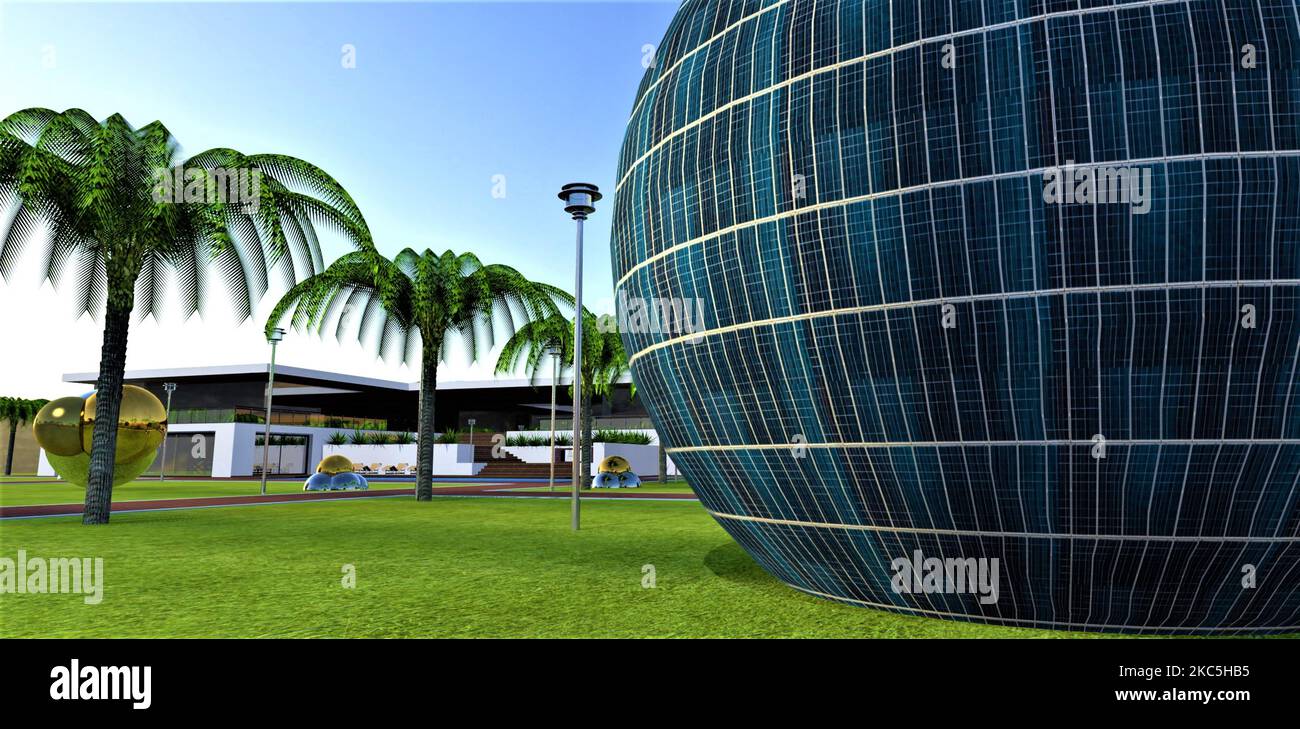 An innovative solar power plant in the form of a sphere of photovoltaic ...