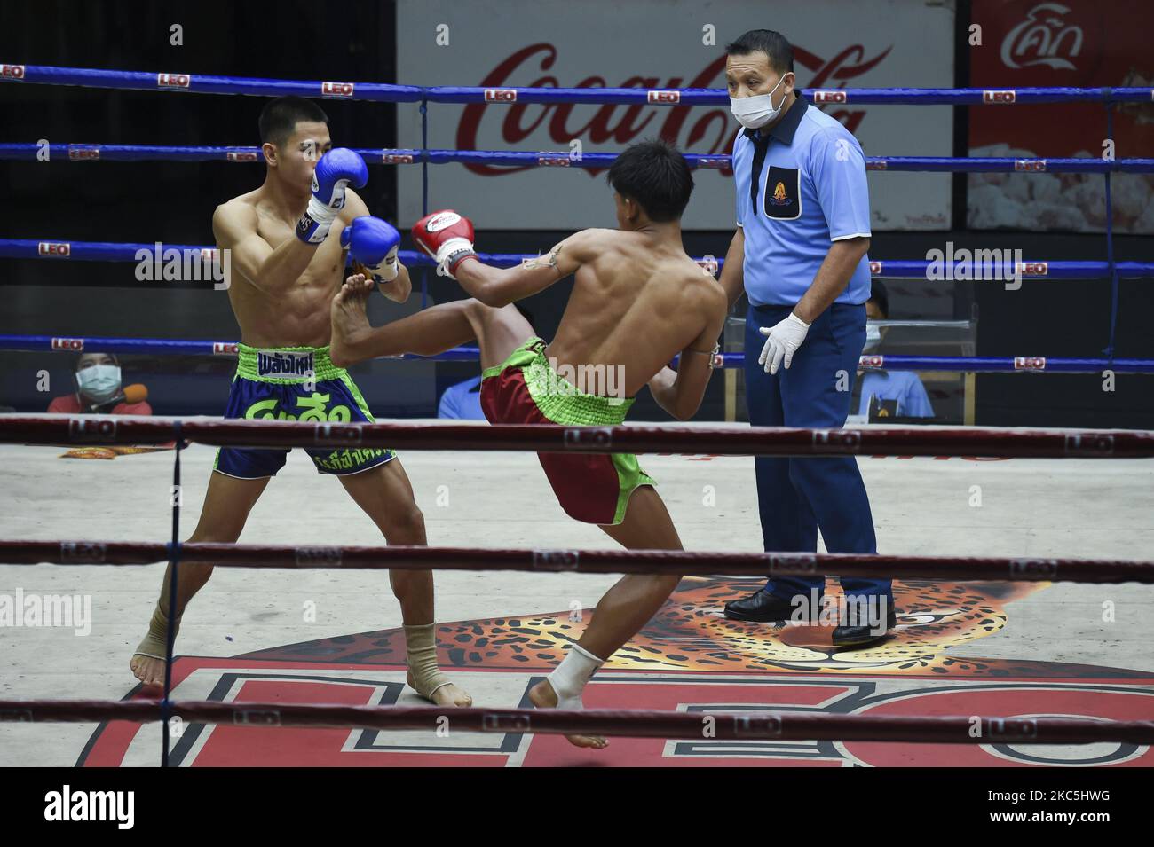 Muay Thai Boxing fighters in action during a Thai Boxing bout with ...