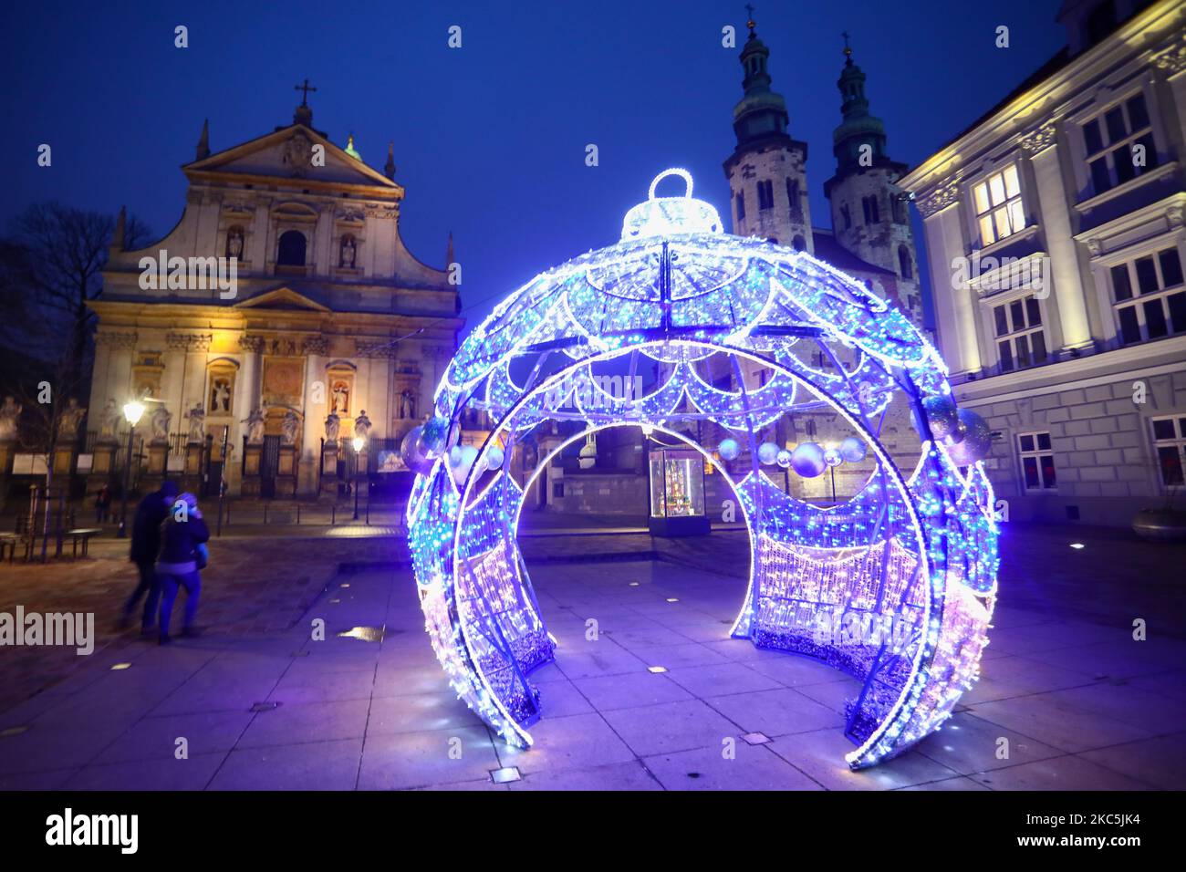 Christmas decorations in Krakow, Poland on December 09, 2020. (Photo by ...