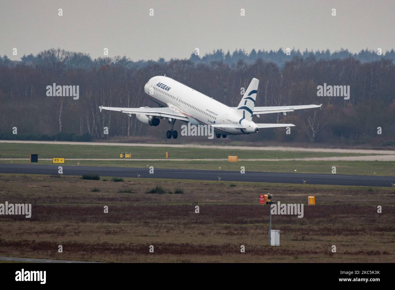 Aegean Airlines Airbus A320 aircraft as seen taxiing on the runway and ...
