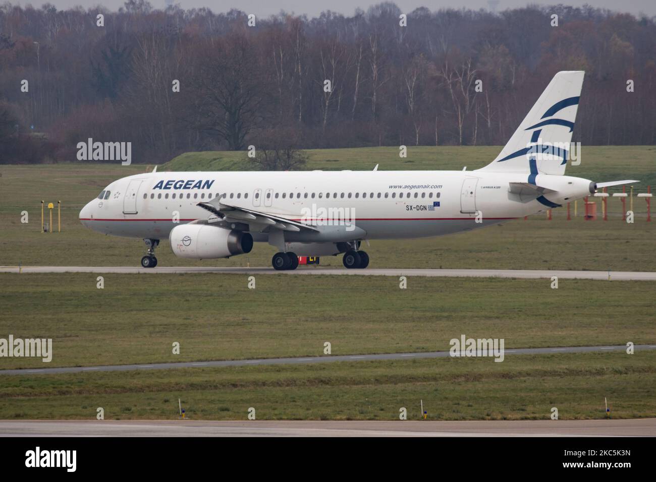 Aegean Airlines Airbus A320 aircraft as seen taxiing on the runway and ...