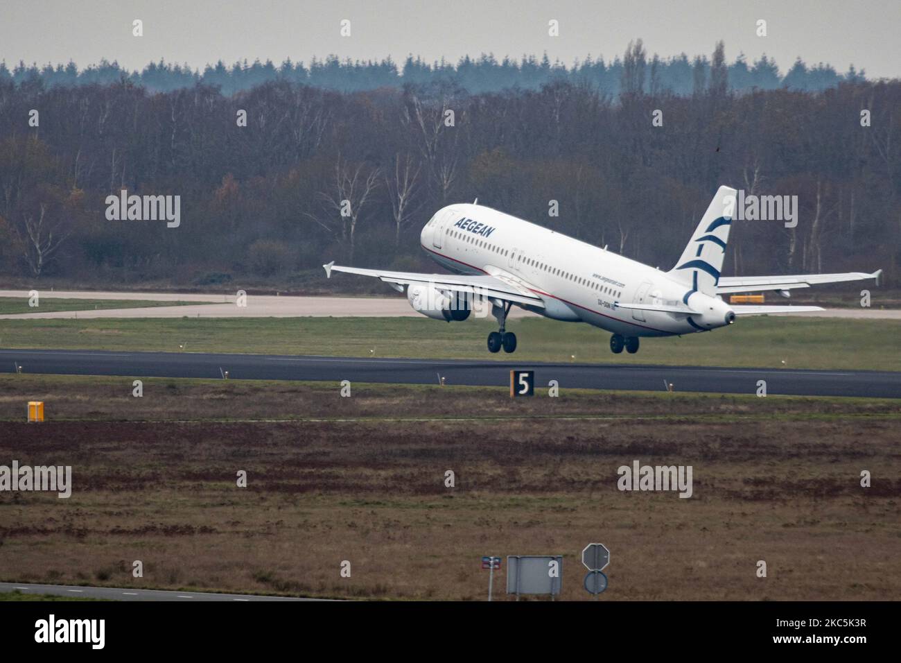 Aegean Airlines Airbus A320 aircraft as seen taxiing on the runway and ...