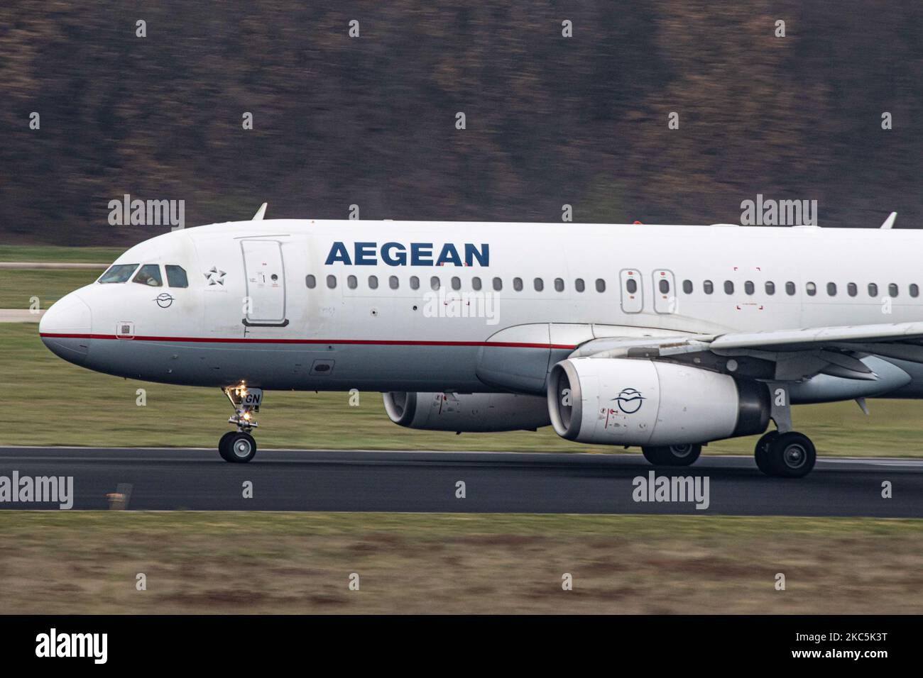 Aegean Airlines Airbus A320 aircraft as seen taxiing on the runway and ...