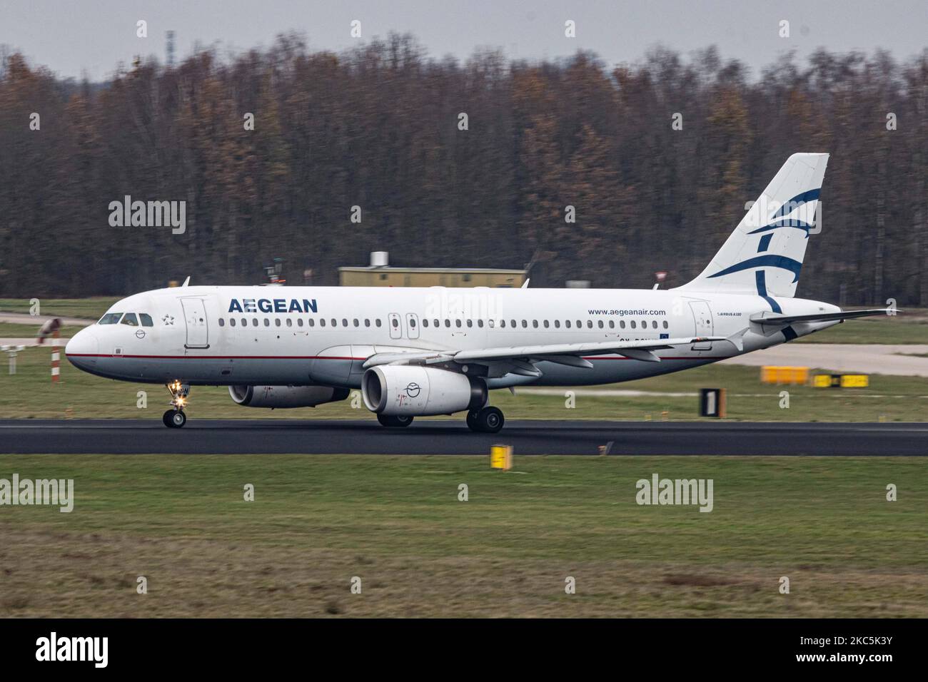 Aegean Airlines Airbus A320 aircraft as seen taxiing on the runway and ...