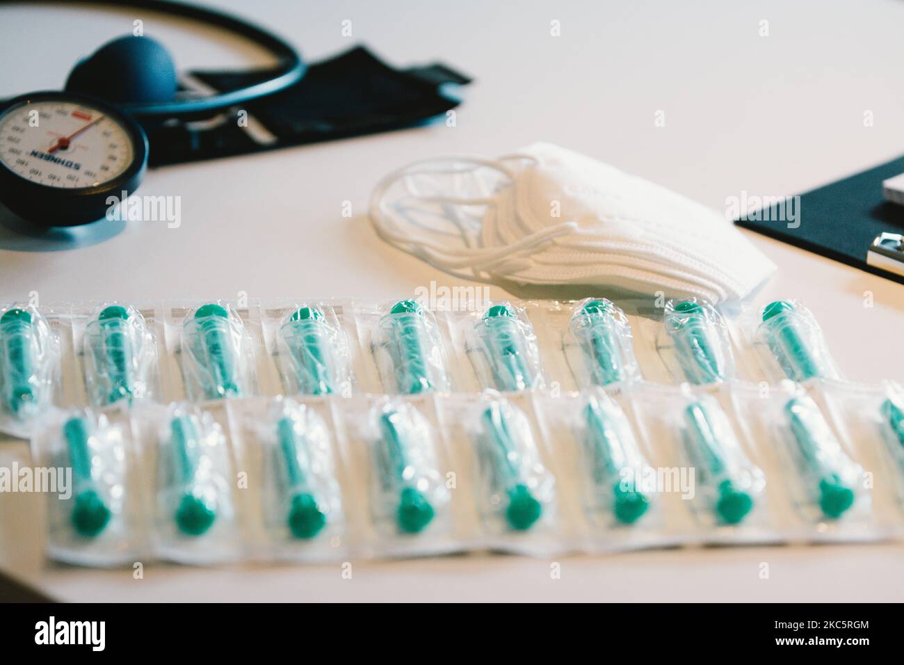 the items placed inside the vaccination rooms at vaccination center in ...