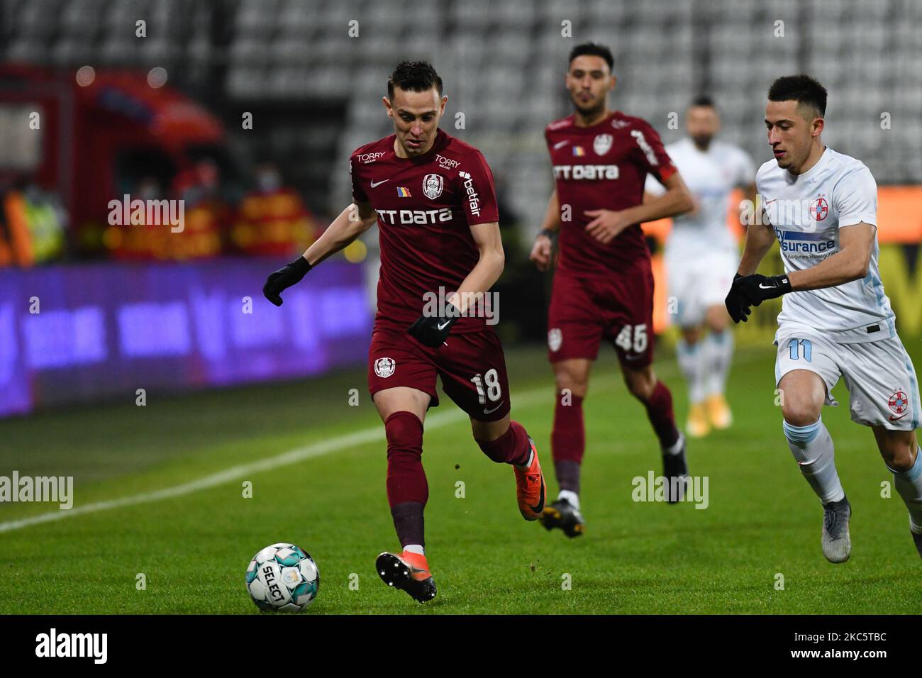Valentin Costache (red) of CFR 1907 Cluj during CFR 1907 Cluj v FCSB ...