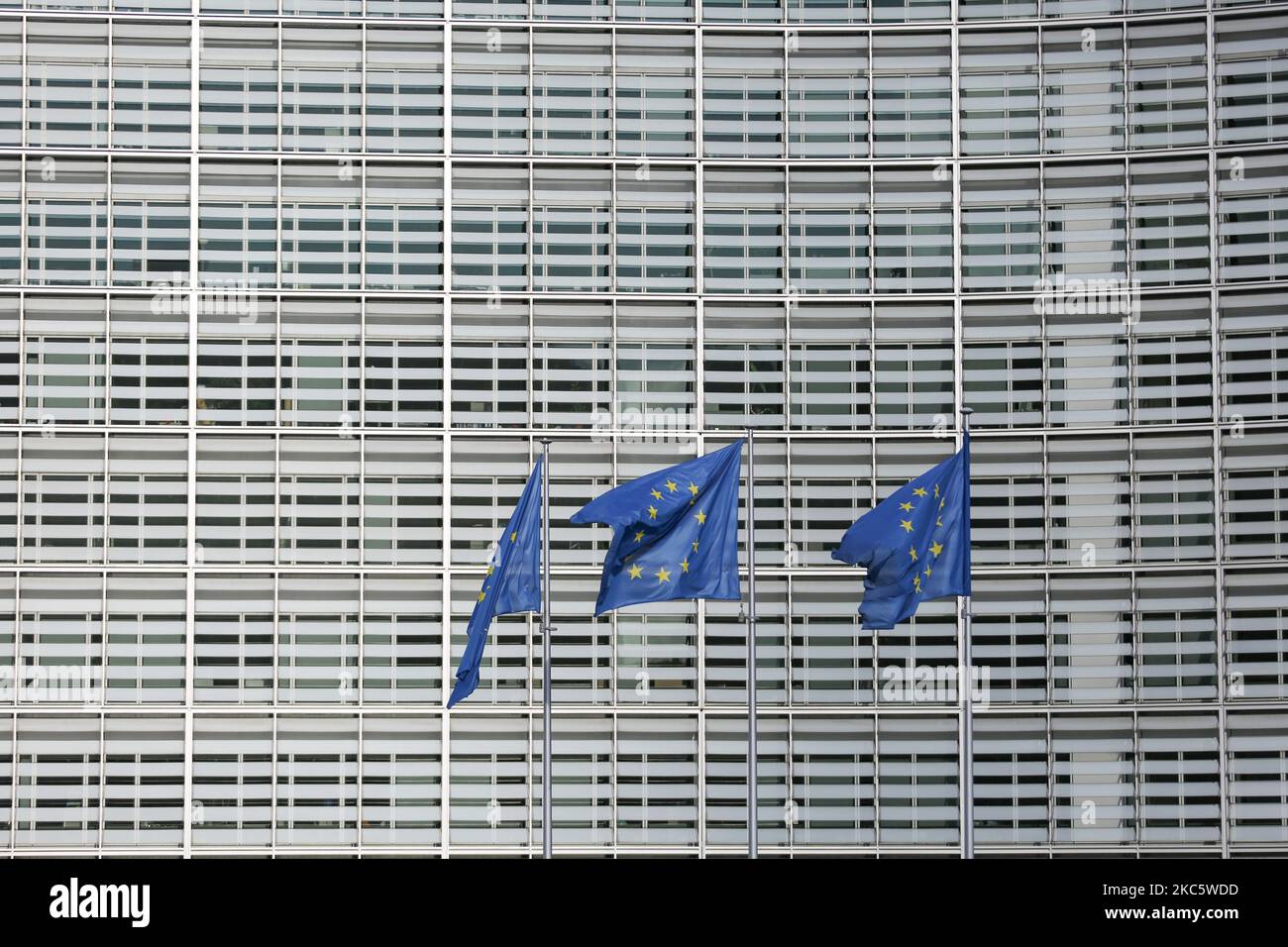 Flags of Europe waving as seen on a pole. The European Flag is the ...