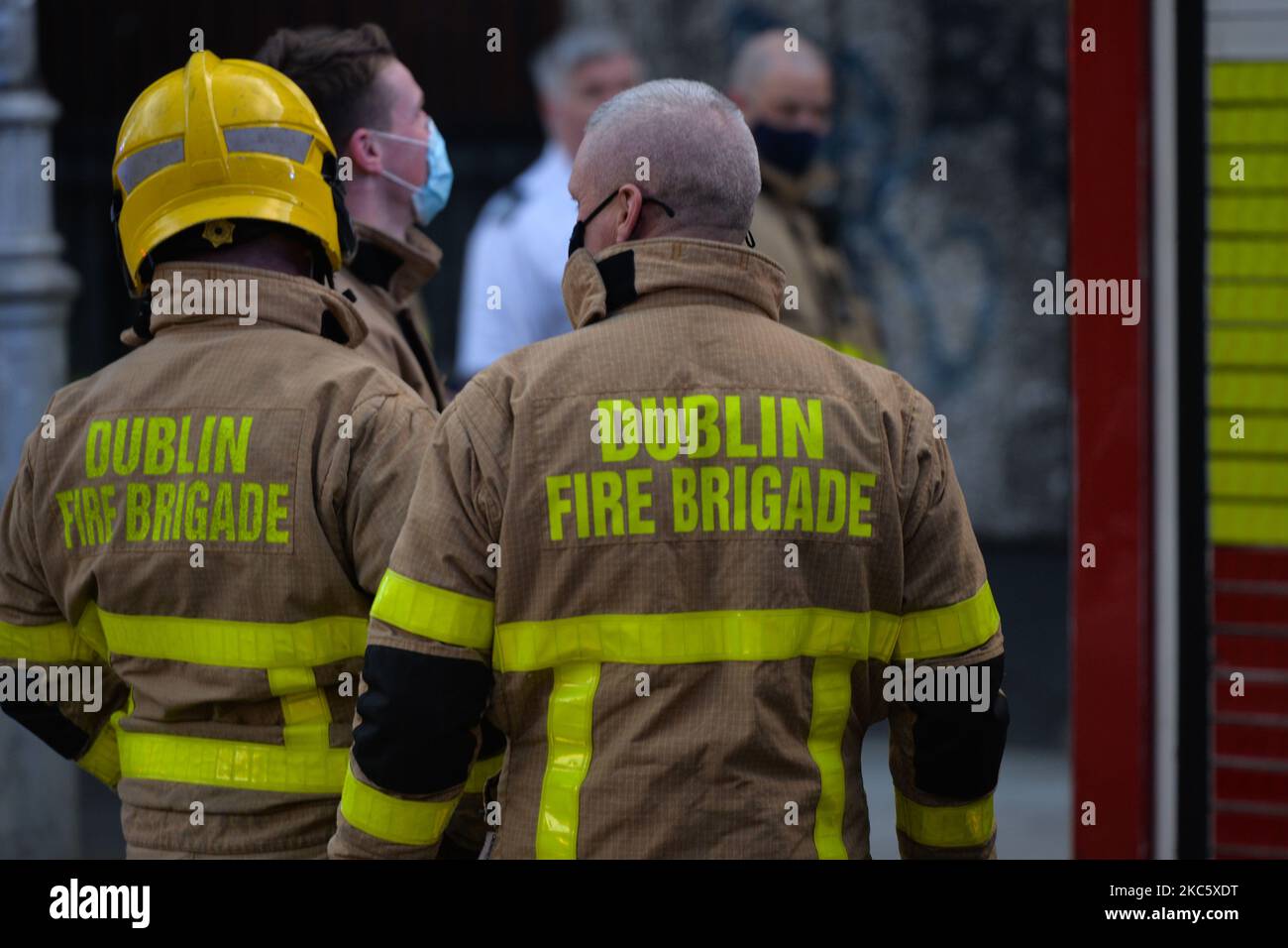 Members of Dublin Fire Brigade seen at the scene of an accident in the ...