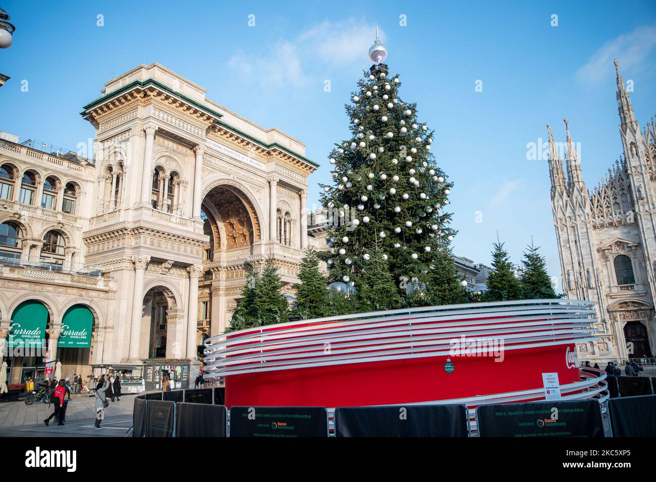 A general view of the Albero Del Dono christmas tree by Coca Cola for ...