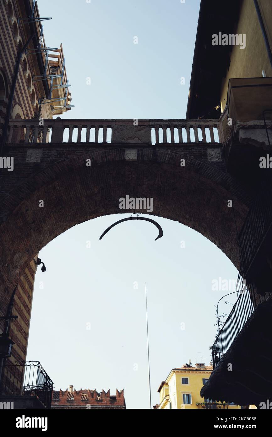 A low angle view of Whale Bone of Arco della Costa in Verona, Italy ...