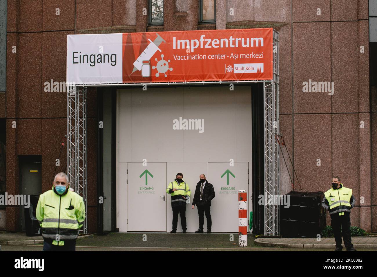 general view of outside of gate of completed vaccination center at ...