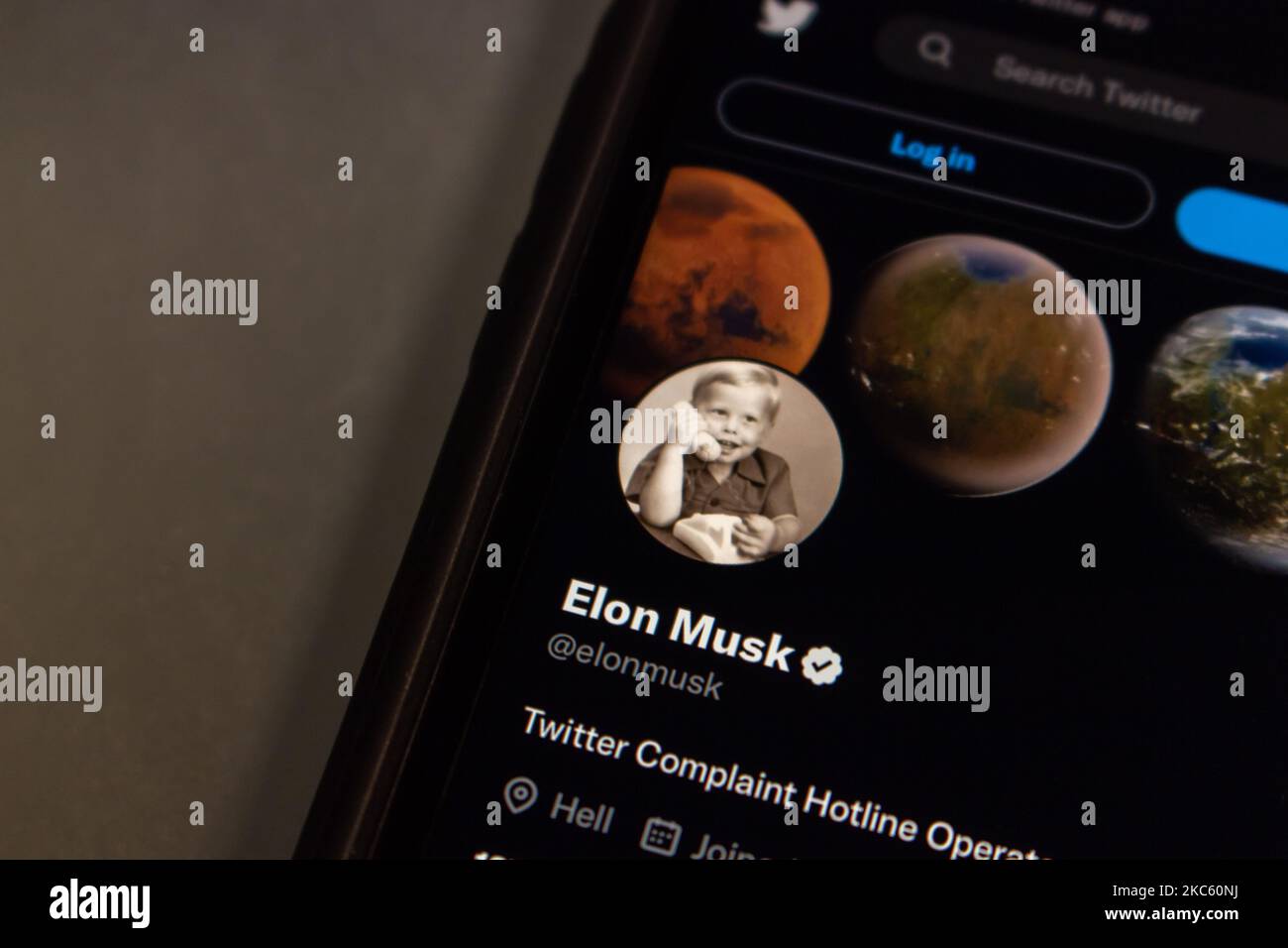 Vancouver, CANADA - Nov 4 2022 : Closeup Twitter account of Elon Musk ... Vancouver, CANADA - Nov 4 2022 : Closeup Twitter account of Elon Musk ...